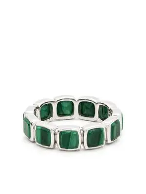 Tom Wood Tom Wood Cushion Band Malachite Ring S925 Argento
