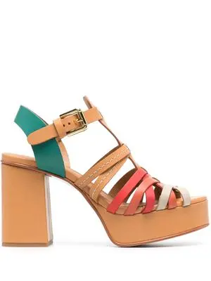 See By Chloé Peep-toe 100mm Leather Sandals