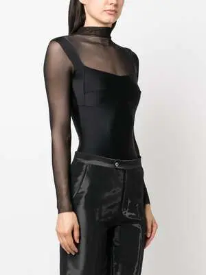 ATU BODY COUTURE Semi-sheer Bodysuit - Black