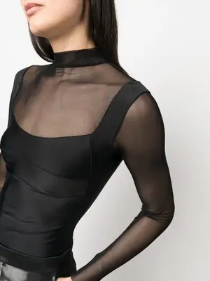 ATU BODY COUTURE Semi-sheer Bodysuit - Black