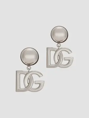 Dolce & Gabbana Monogram Clip-on Drop Earrings - Silver