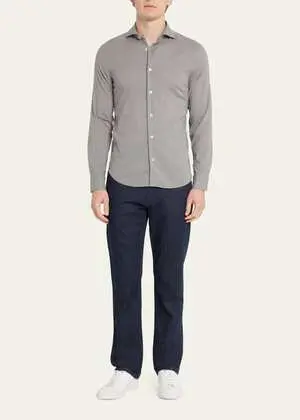 Fedeli Men's Cotton-Stretch Sport Shirt Grey