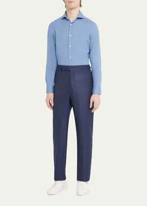 Fedeli Men's Cotton-Stretch Sport Shirt Lt Blue