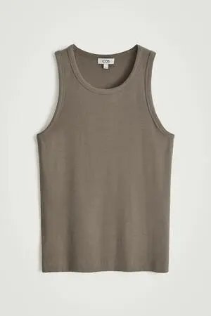 Cos COS Slim Ribbed Tank Top Brown