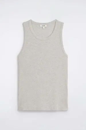 Cos Slim Ribbed Cotton Tank Top - Gray
