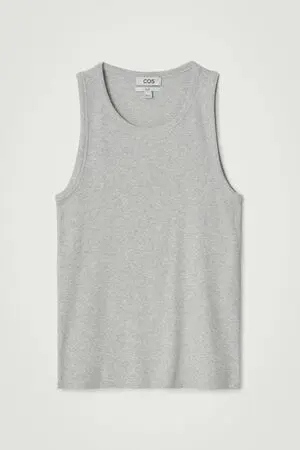 Cos Slim Ribbed Cotton Tank Top Grey