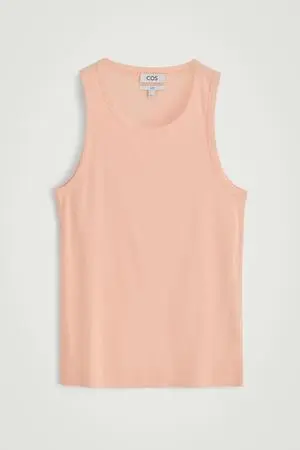 Cos Slim Ribbed Cotton Tank Top Orange