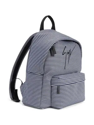 GIUSEPPE ZANOTTI Striped Backpack With Embroidered Logo - Blue