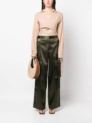 ANDREĀDAMO Cropped Wrap Blouse