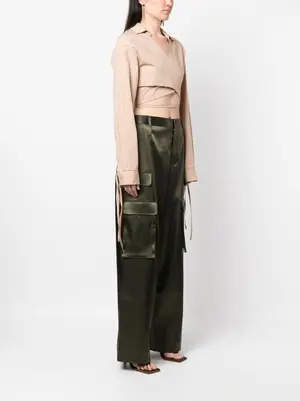 ANDREĀDAMO Cropped Wrap Blouse