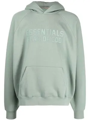 Fear Of God Essentials Logo-print Hoodie - Green