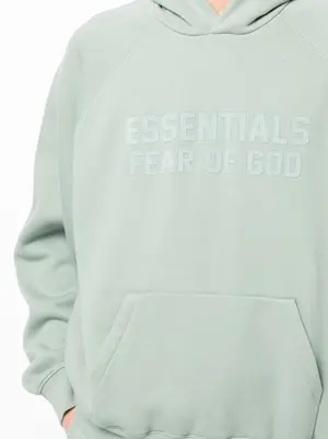 Fear Of God Essentials Logo-print Hoodie - Green
