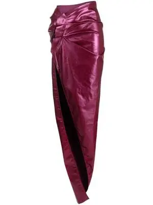 Rick Owens Patent-finish Draped Skirt - Pink