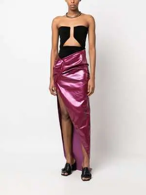 Rick Owens Patent-finish Draped Skirt - Pink