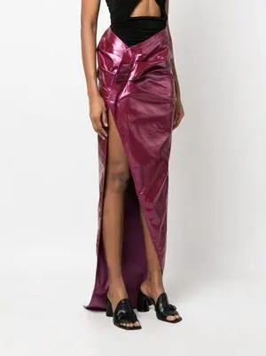 Rick Owens Patent-finish Draped Skirt - Pink