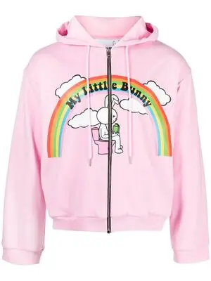 Natasha Zinko Bunny-print Hoodie - Pink