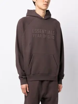 Fear Of God Essentials Logo-print Hoodie - Brown
