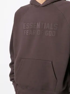 Fear Of God Essentials Logo-print Hoodie - Brown