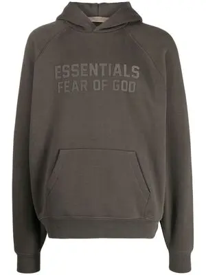 Fear Of God Essentials Logo-print Hoodie - Green