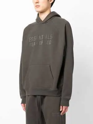 Fear Of God Essentials Logo-print Hoodie - Green