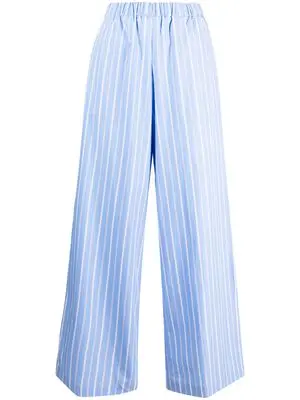 WOERA Striped Cotton Palazzo Pants