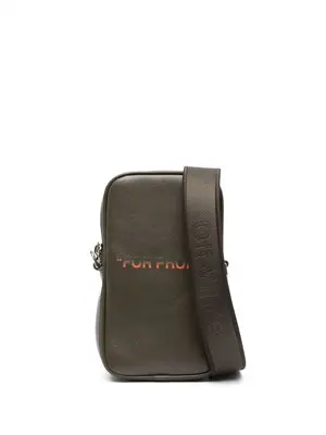 Off-White Slogan-print Leather Bag - Green