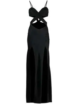 Amen Chantilly Lace Cut-out Gown - Black