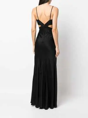 Amen Chantilly Lace Cut-out Gown - Black