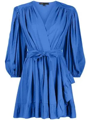 Maje Ruffled Wrap V-neck Minidress - Blue