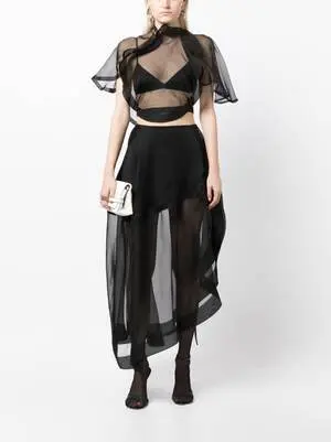 Victoria Beckham Asymmetric Semi-sheer Cropped Top