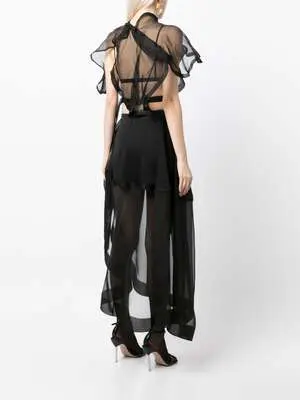 Victoria Beckham Asymmetric Semi-sheer Cropped Top