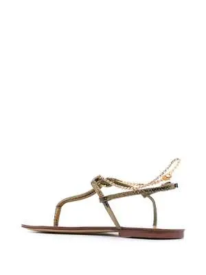 MARIA LUCA Chain-link Leather Sandals - Brown