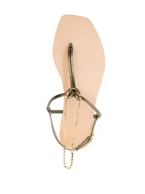 MARIA LUCA Chain-link Leather Sandals - Brown