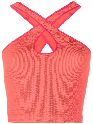 FORTE_FORTE Ribbed Cross-strap Cropped Tank Top