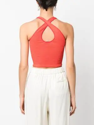FORTE_FORTE Ribbed Cross-strap Cropped Tank Top