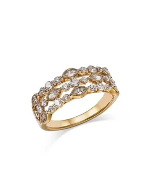 Bloomingdale'S Diamond Triple Row Ring In 14k Yellow Gold - Gold/white