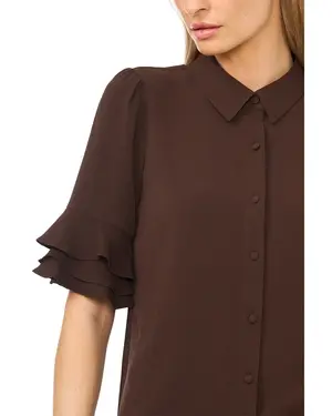 CECE DUPRAZ Ruffled Button Up Blouse