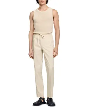 Sandro Alpha Straight-leg Drawstring Trousers - Light Beige