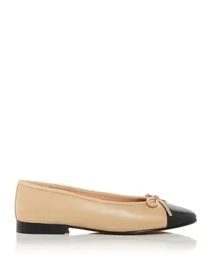 Jeffrey Campbell Jeffrey Campbell Arabesque Leather Cap Toe Ballet Flats Natural Black