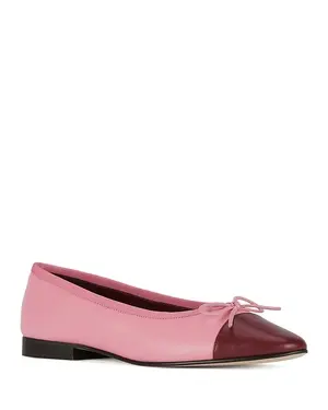 Jeffrey Campbell Arabesque Leather Cap Toe Ballet Flats - Pink Wine Combo