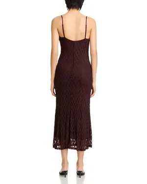 Bardot Adoni Crochet Midi Dress - Dark Chocolate