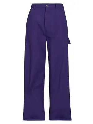 Off-White Men's Wave Logo Wide-Leg Carpenter Pants - Purple Purple  - Purple Purple