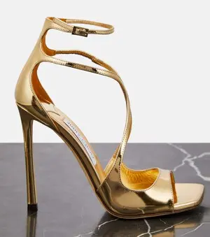 JIMMY CHOO Azia 110 Patent Leather Sandals - Gold
