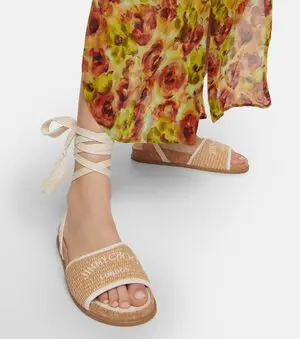 JIMMY CHOO Gal Flat Raffia Sandals