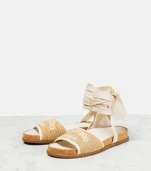 JIMMY CHOO Gal Flat Raffia Sandals
