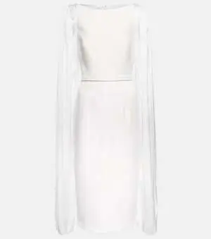 Safiyaa Essiah Crepe And Satin Midi Dress In Ivory