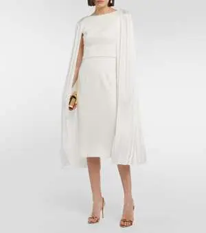 Safiyaa Essiah Crepe And Satin Midi Dress In Ivory