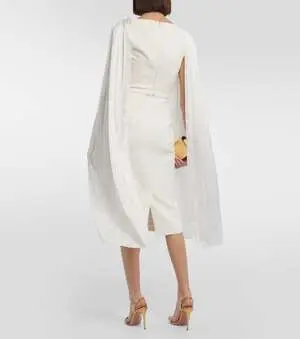 Safiyaa Essiah Crepe And Satin Midi Dress In Ivory