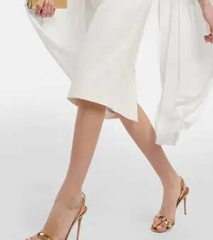 Safiyaa Essiah Crepe And Satin Midi Dress In Ivory