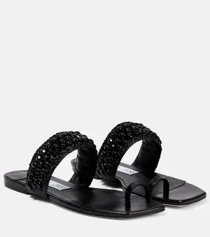 JIMMY CHOO Amoure Embellished Raffia Sandals